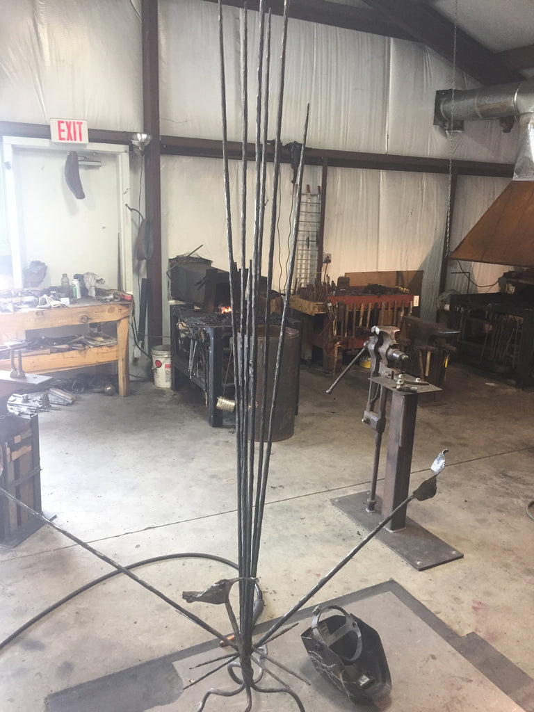Blue Bottle Tree, Blacksmith Metal Art, Outdoor Sculpture, Iron ...