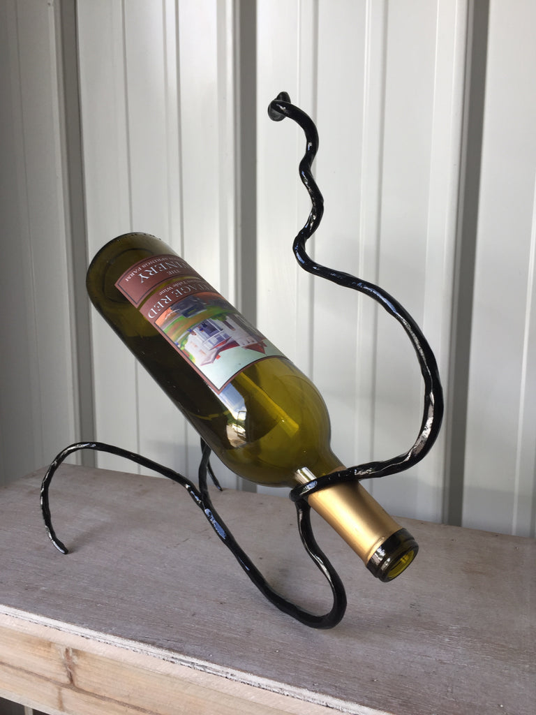 Metal Wine Bottle Holder, Blacksmith - 6th Anniversary Gift of Iron ...
